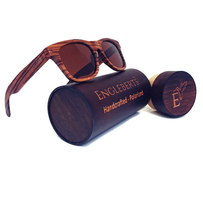 Zebrawood Full Frame Polarized Sunglasses , Tea Colored Lenses with Wo ...